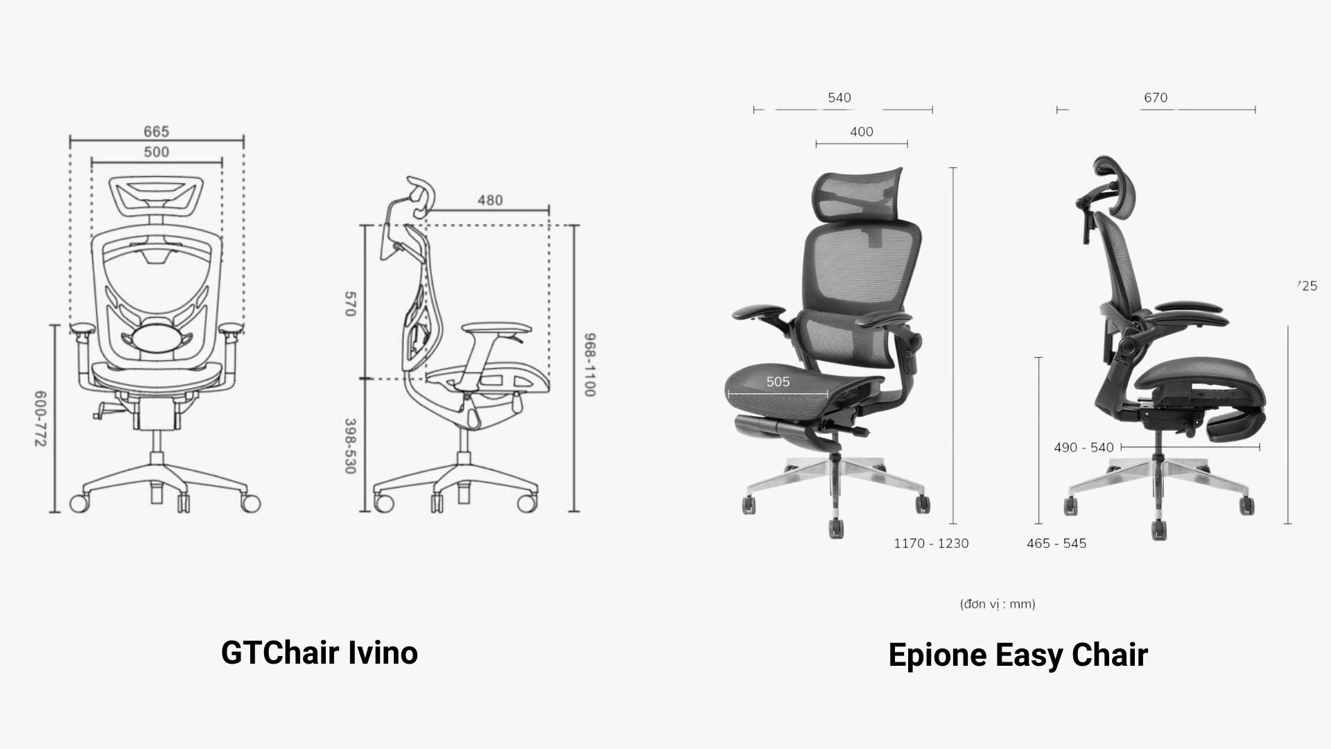 Sự khác biệt giữa GT Chair Ivino và Epione Easy Chair