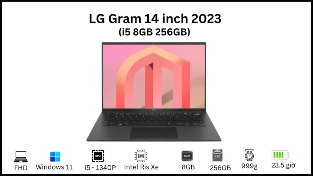 LG Gram 14 inch i5 8GB 256GB (2023) - 14ZD90R-G.AX52A5 - NewTechShop